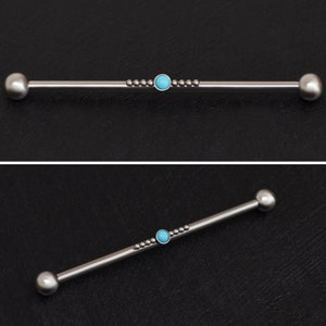 Titanium Industrial Barbell 14g, Turquoise Industrial Piercing Jewelry ...