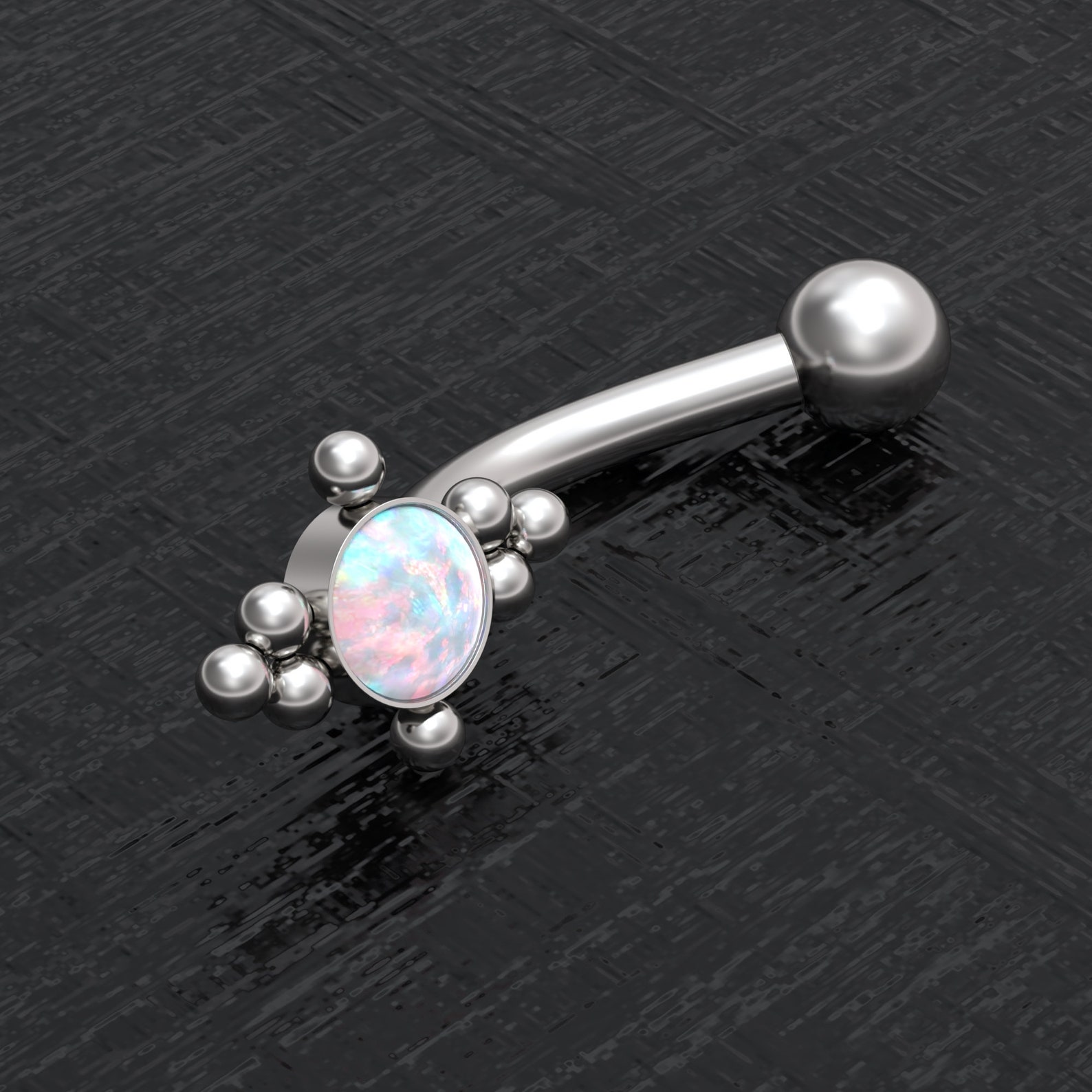 Rook Earring Surgical Steel, Opal Eyebrow Jewelry, Curved Barbell Ring ...