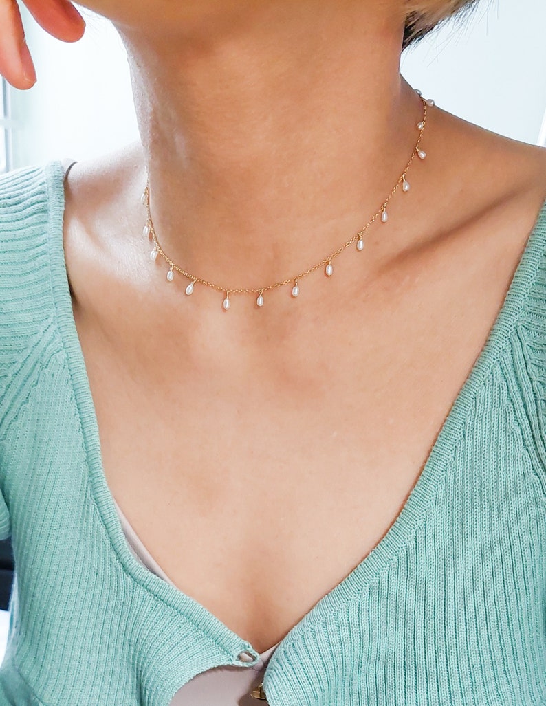 Dainty Pearl Drop Necklace, Mini Pearl Dangle Necklace, Real Pearl ...