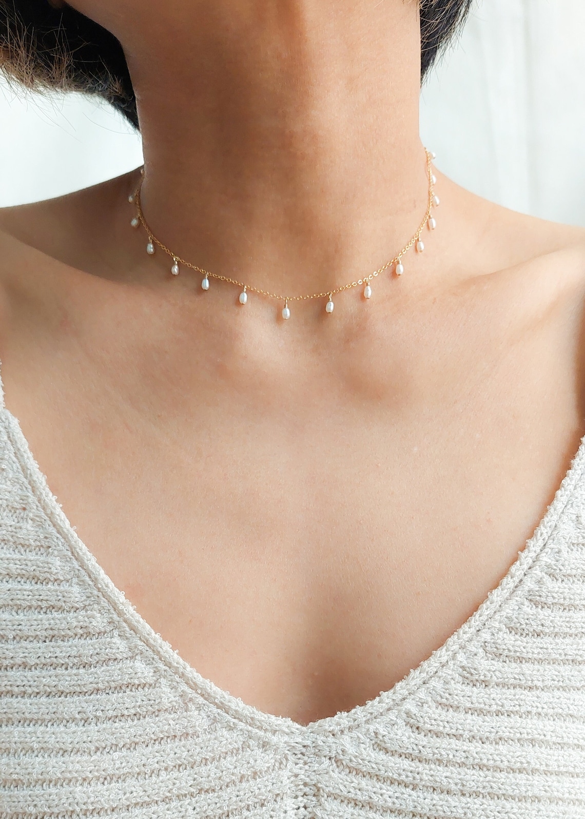 Dainty Pearl Drop Necklace, Mini Pearl Dangle Necklace, Real Pearl ...