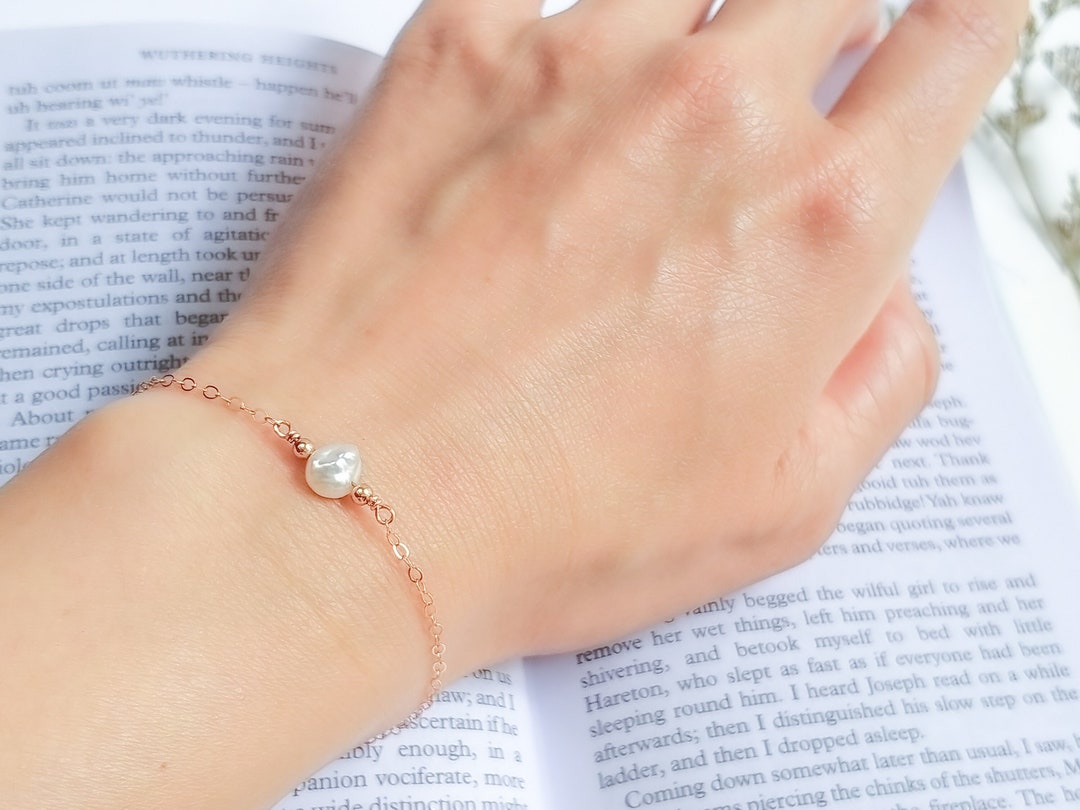 Pulsera de perlas reales, pulsera de perlas barrocas delicadas, pulsera ...