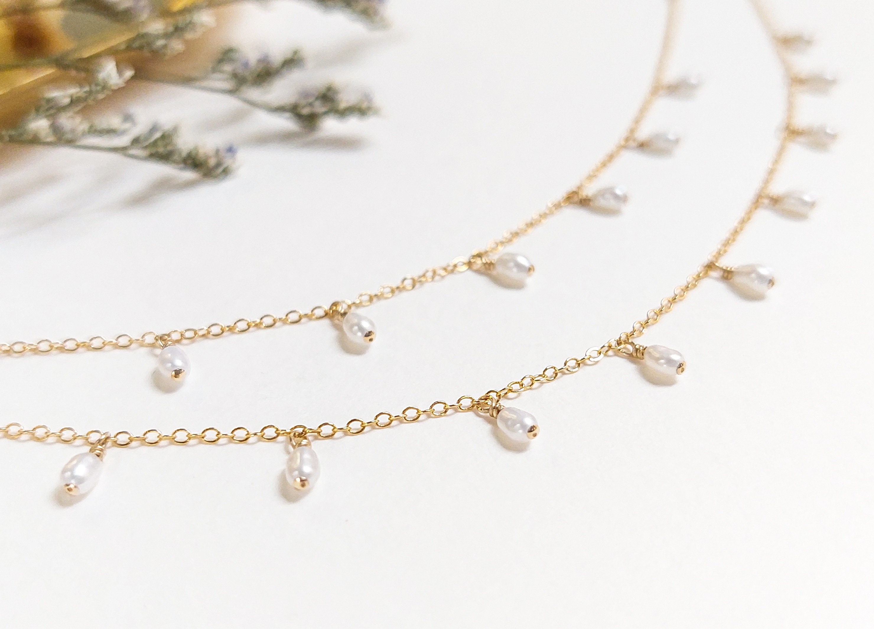 Dainty Pearl Drop Necklace, Mini Pearl Dangle Necklace, Real Pearl ...