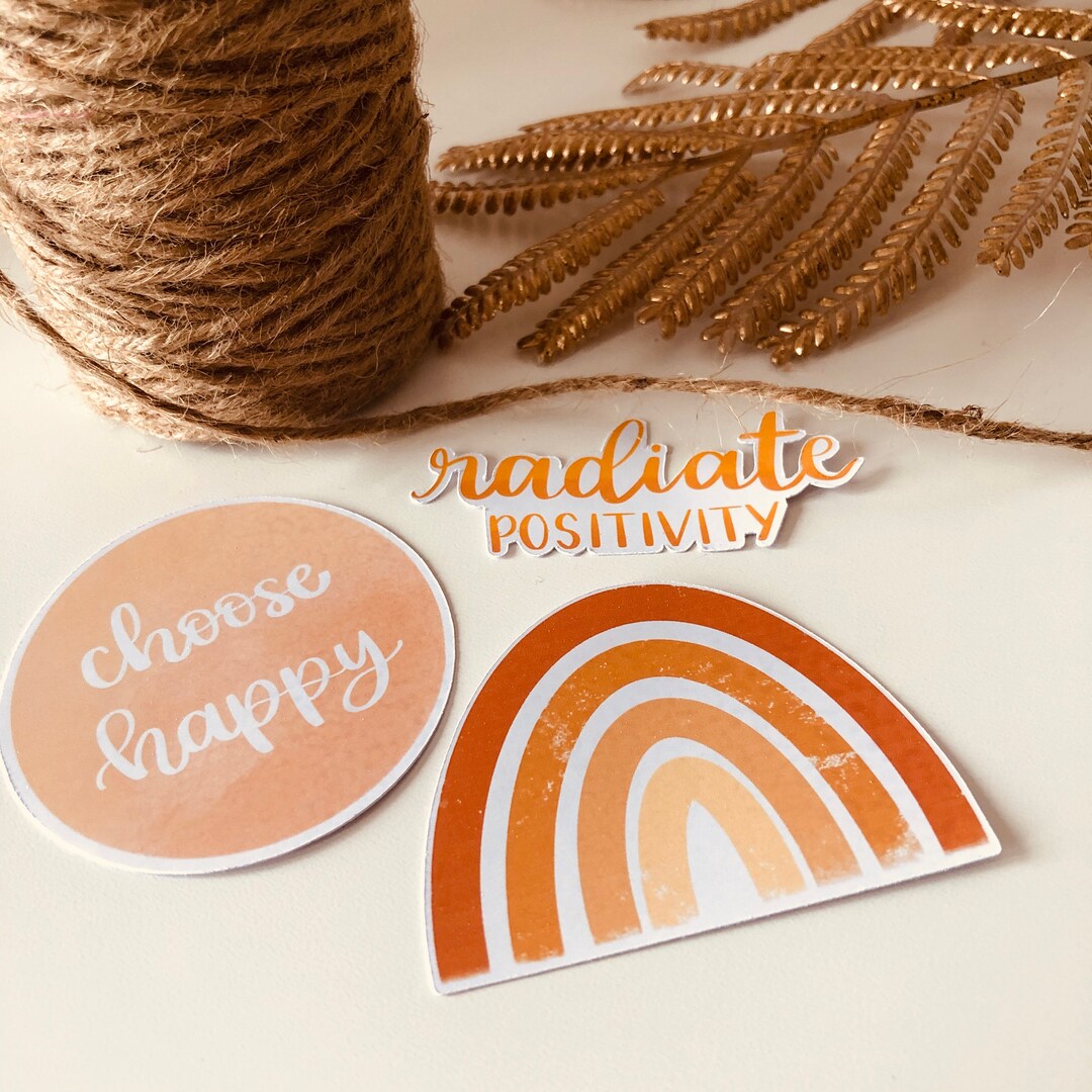 Boho Sticker Set - Positivity Stickers, Rainbow Boho Stickers, Radiate ...