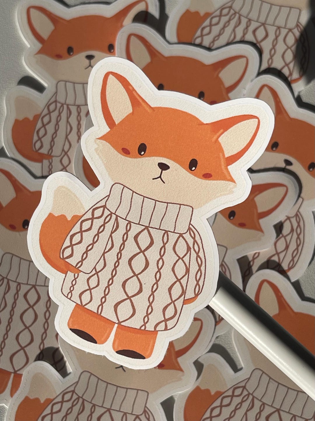Fox Sweater | Cute Waterproof/weatherproof Matte Vinyl Sticker ...