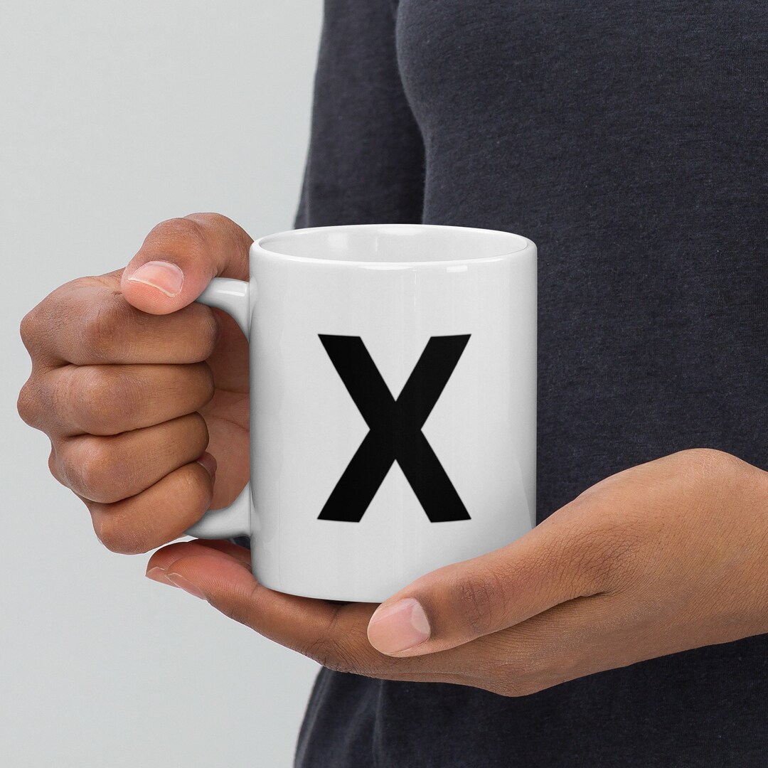 White Glossy Mug With Single Letter 11 Oz Roboto Font - Etsy