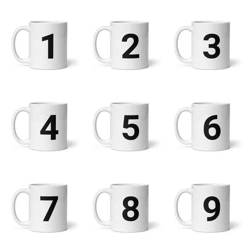 White Glossy Mug With Single Letter 11 Oz Roboto Font - Etsy