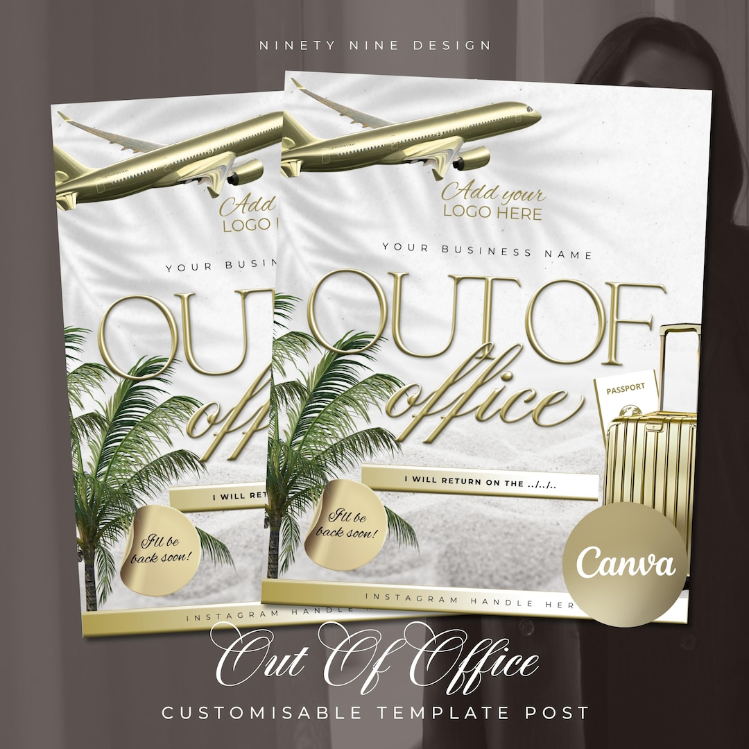 Out of Office Vacation Social Media Editable Content Post Customisable ...