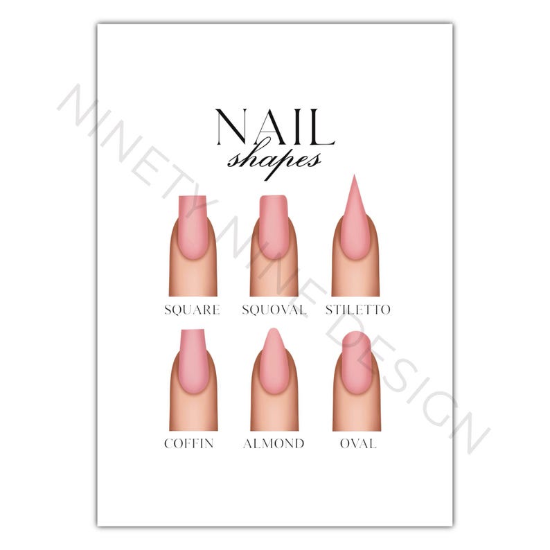 Nail Shapes Poster | Nail Technician Wall Decoration | Salon Wall Art ...
