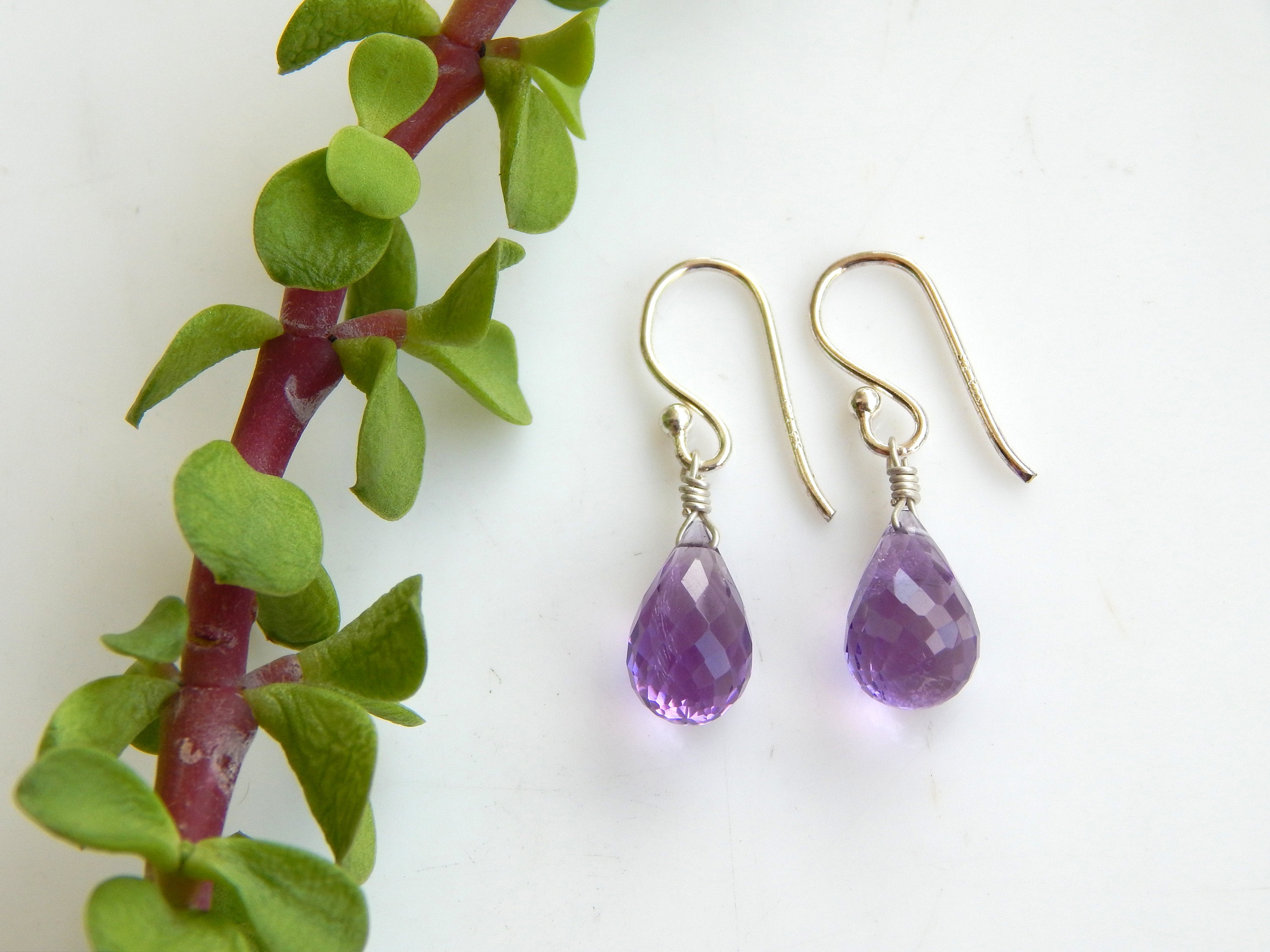 Amethyst Drop Earrings in 925 Sterling Silver Natural African - Etsy UK