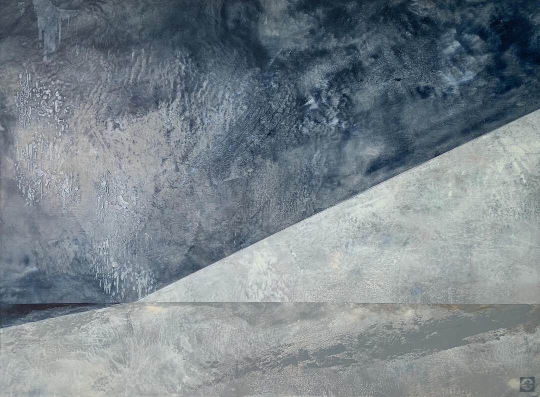 Original Contemporary Oil Painting - Geometric Oil & Cold Wax Abstract ...