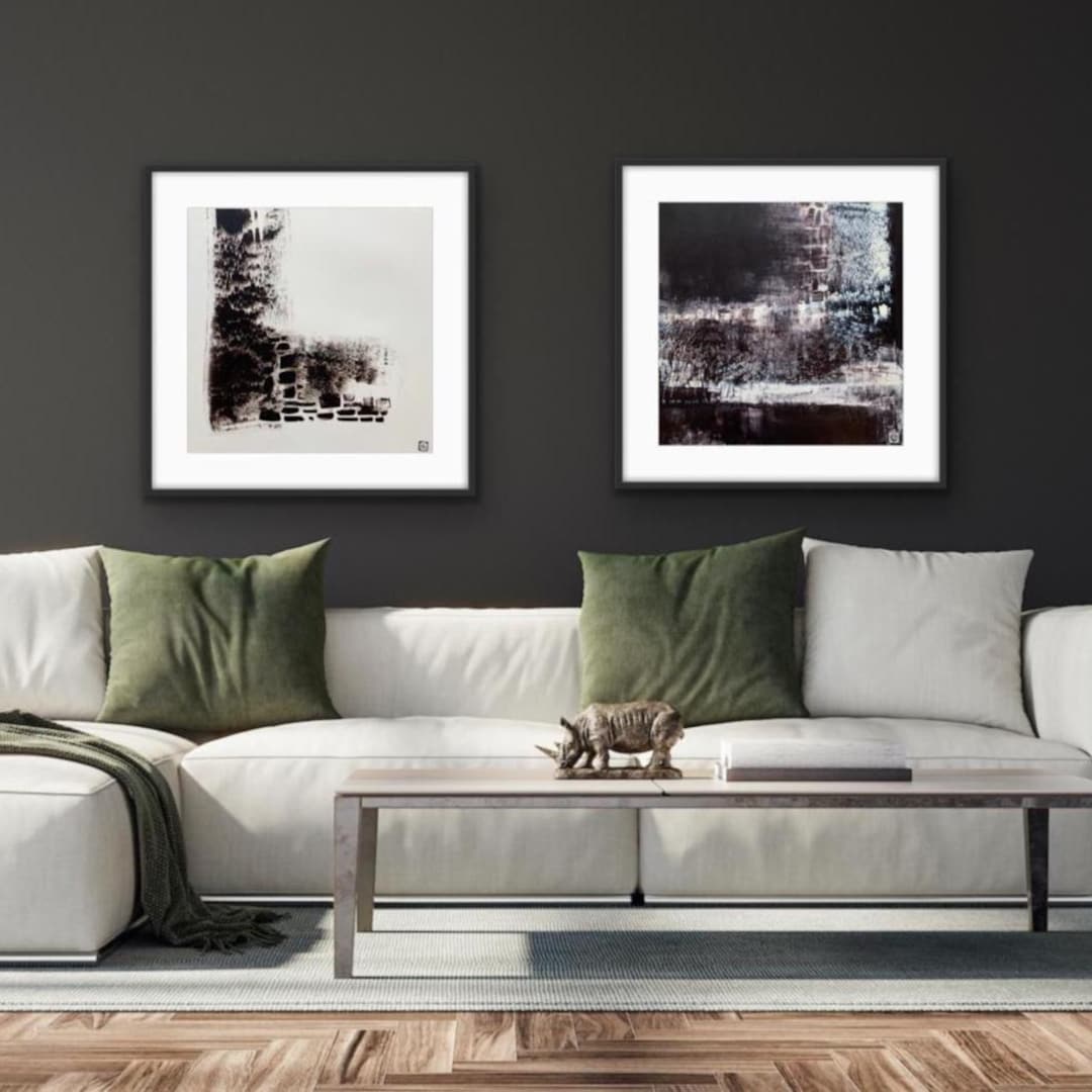 Abstract Oil Painting Contemporary Art Gallery Wall Set Unframed Fine ...