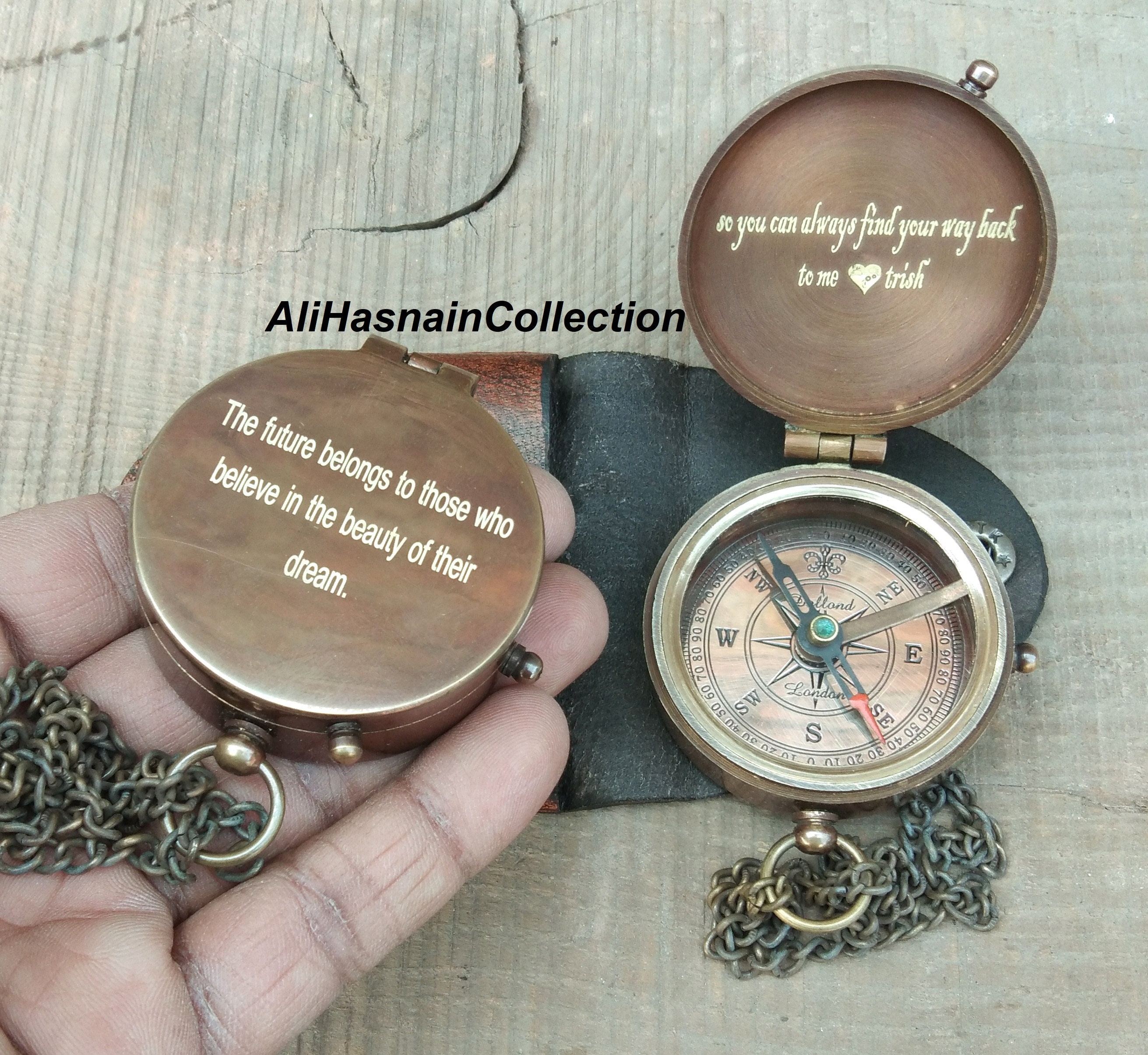 Custom Personalized Compass, Engraved Brass Compass, Anniversary Gift ...
