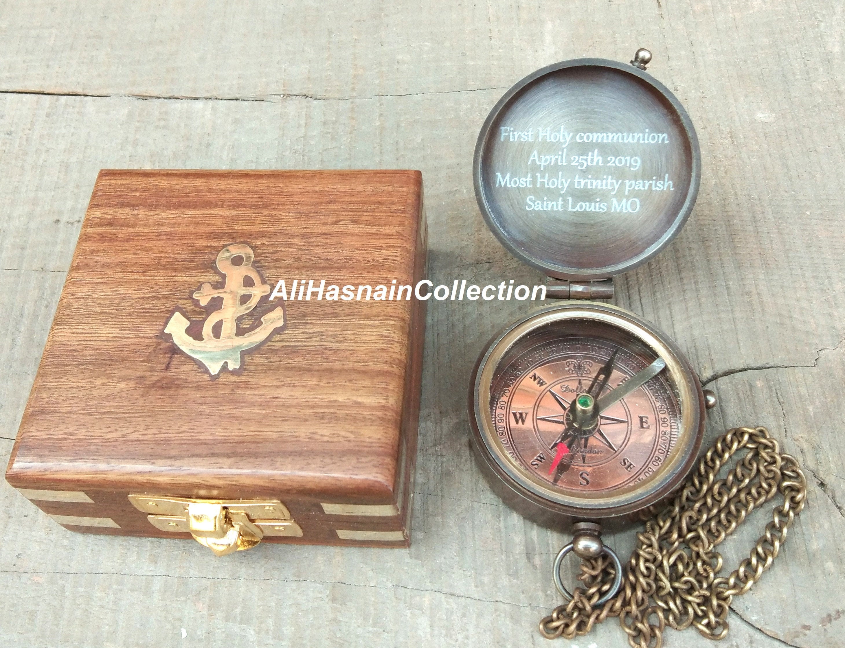 Personalized Baptism Compass Engraved Functional Compass | Etsy