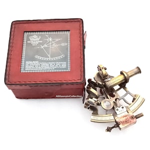 Antique Maritime Nautical Sextant Vintage Marine Astrolabe Ship's Instrument With Wooden Box J ...