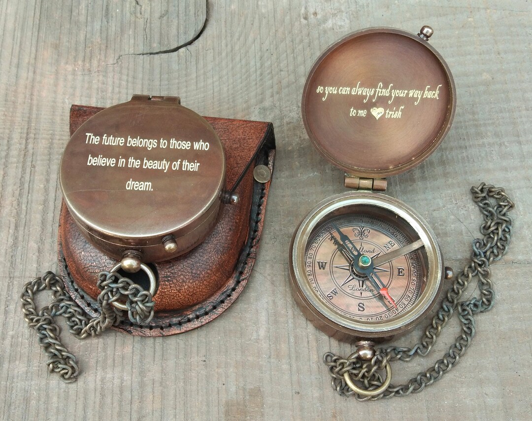 Custom Personalized Compass, Engraved Brass Compass, Anniversary Gift ...