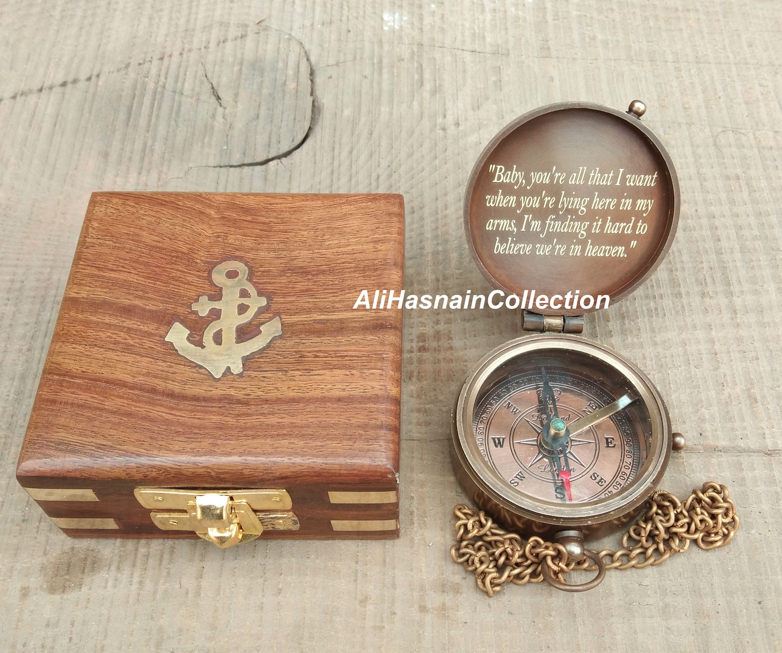 Custom Personalized Compass, Engraved Brass Compass, Anniversary Gift ...