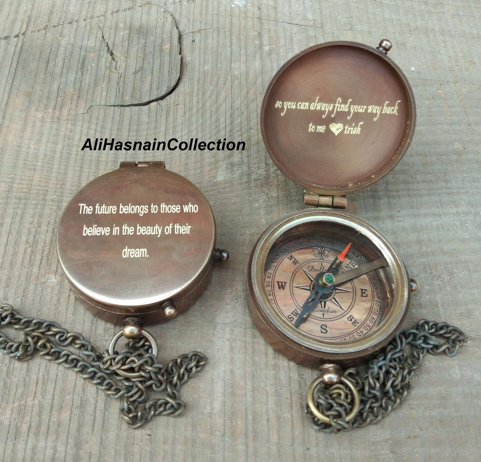 Custom Personalized Compass, Engraved Brass Compass, Anniversary Gift ...