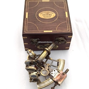 Antique Maritime Nautical Sextant Vintage Marine Astrolabe Ship's Instrument With Wooden Box J ...