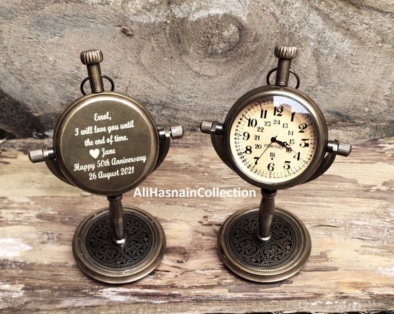 Personalized Table Watch Engraved Antique Desk Clock - Etsy