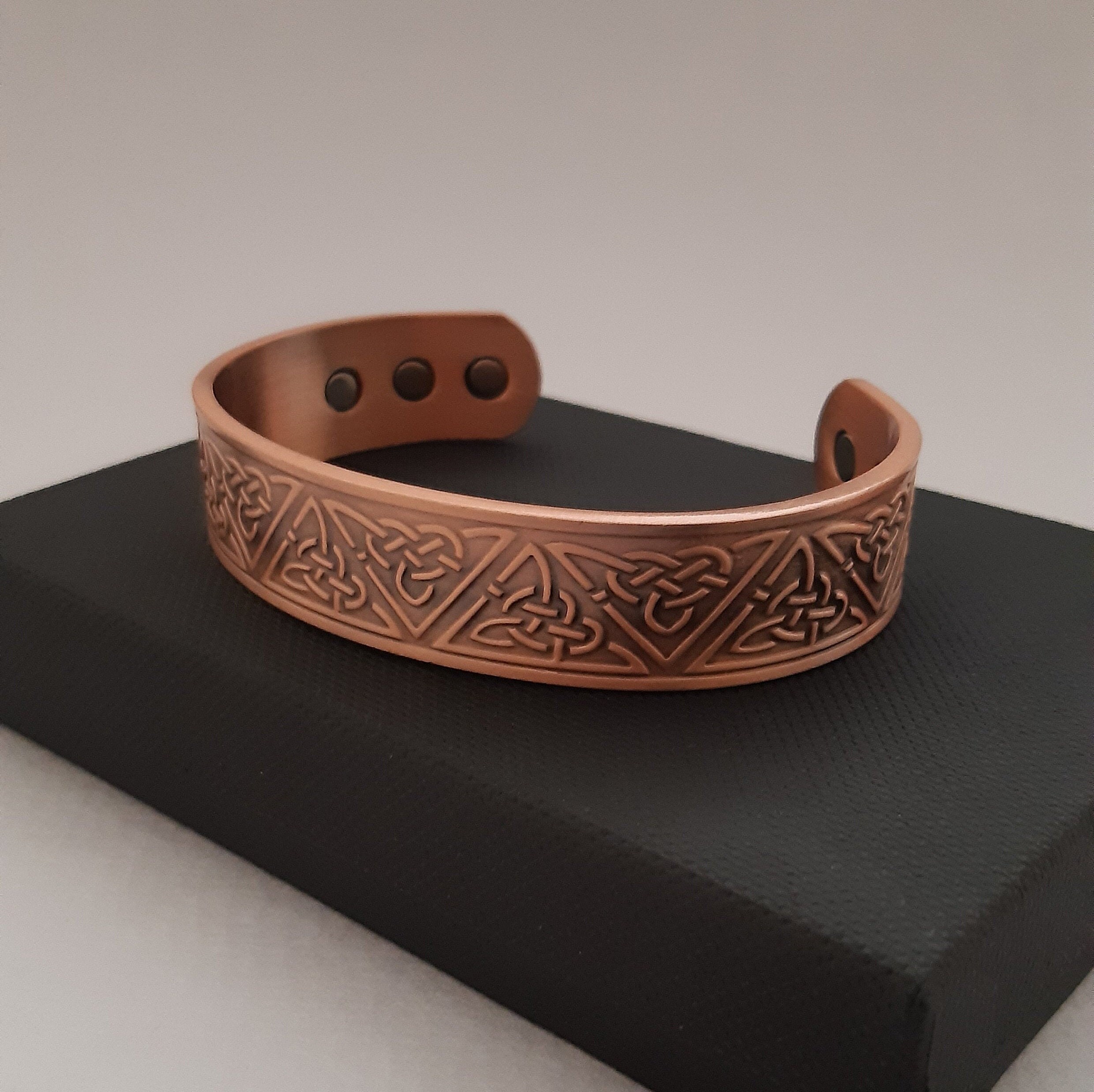 Men's Copper Bracelet, Trinity Celtic Knot Copper Bangle Bracelet With ...