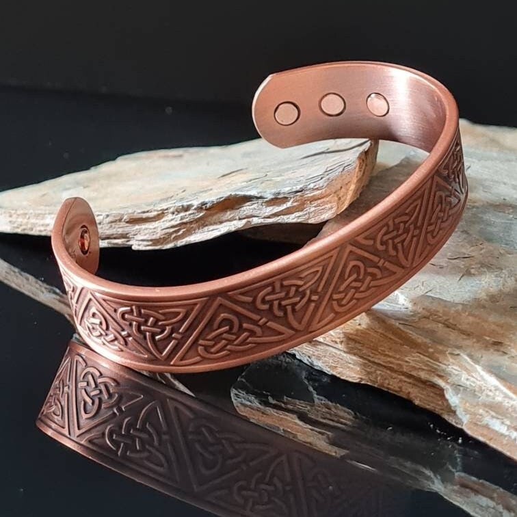 Men's Copper Bracelet, Trinity Celtic Knot Copper Bangle Bracelet With ...
