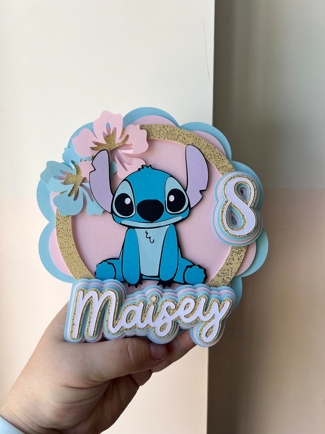 Stitch Cake Topper, Personalise Any Age and Name, Personalised Cake ...