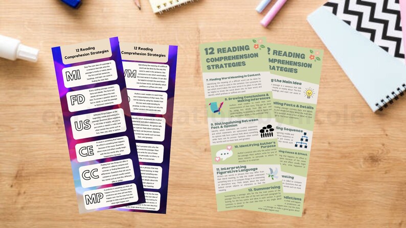 PRINTABLE Reading Comprehension Strategies Bookmark TWO Different ...