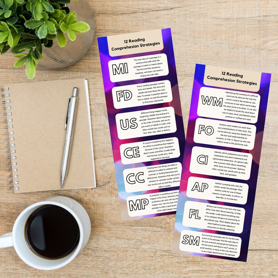 PRINTABLE Reading Comprehension Strategies Bookmark TWO Different ...