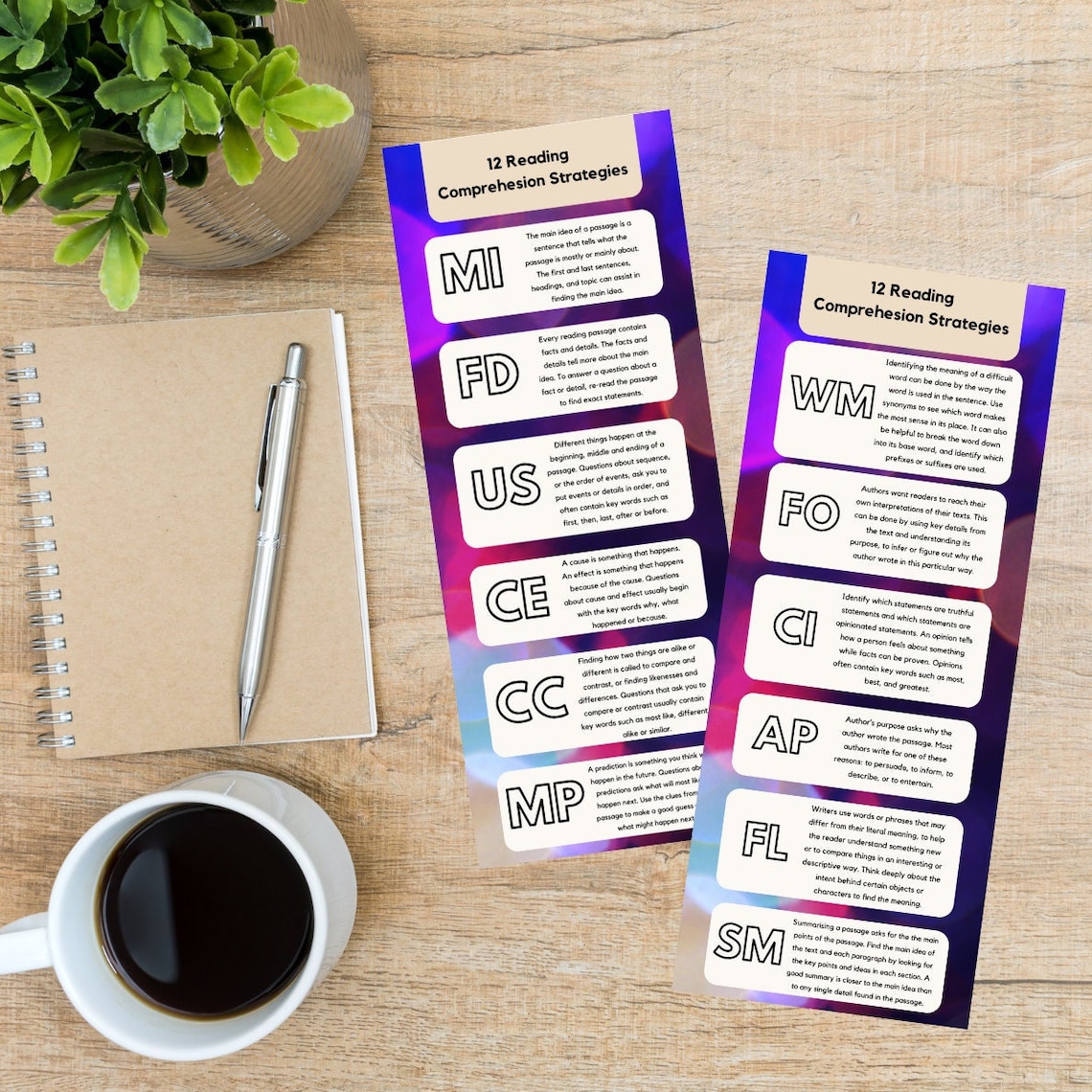 PRINTABLE Reading Comprehension Strategies Bookmark TWO Different ...