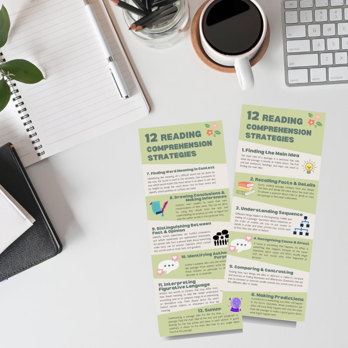 PRINTABLE Reading Comprehension Strategies Bookmark TWO Different ...