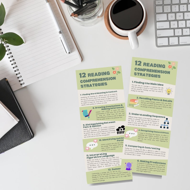 PRINTABLE Reading Comprehension Strategies Bookmark TWO Different ...
