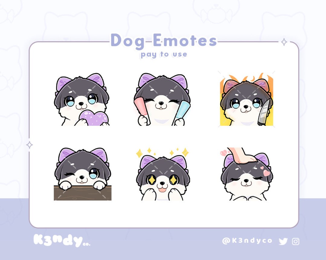 Twitch Emotes | Cute Black White Dog Puppy | Emotes Twitch Discord ...