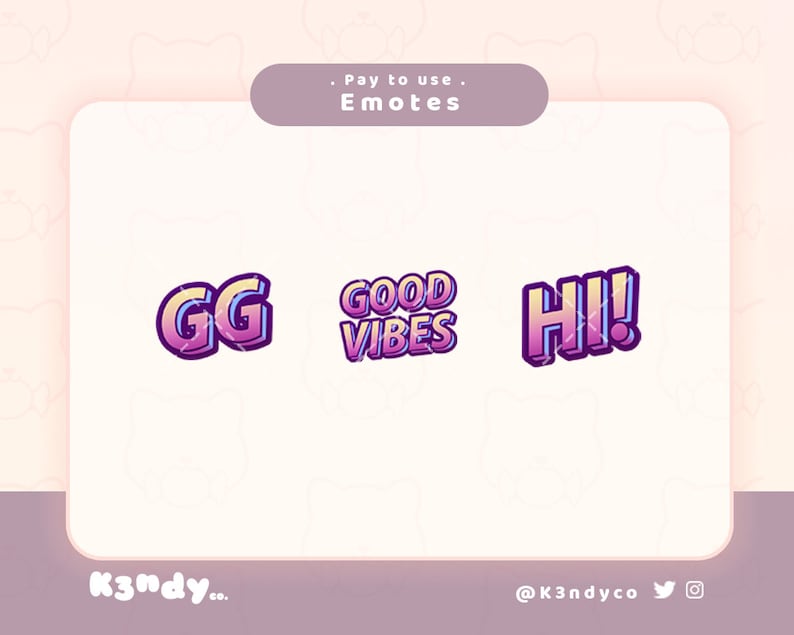 Twitch Emotes | Simple Purple Word Emotes Hi GG Good Vibes | Emote ...