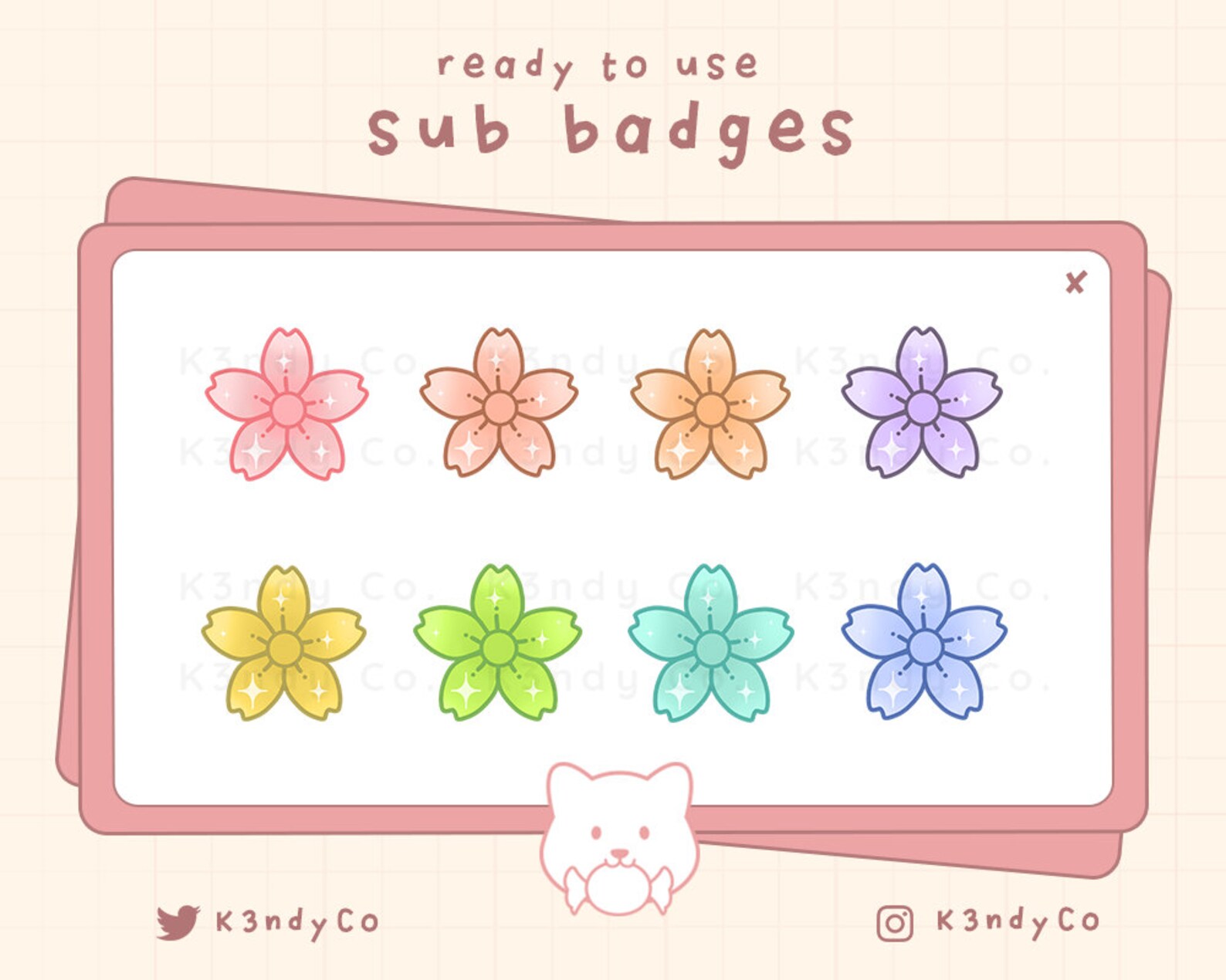 Twitch sub/bit badges Cute Kawaii Cherry Blossom Flower | Etsy