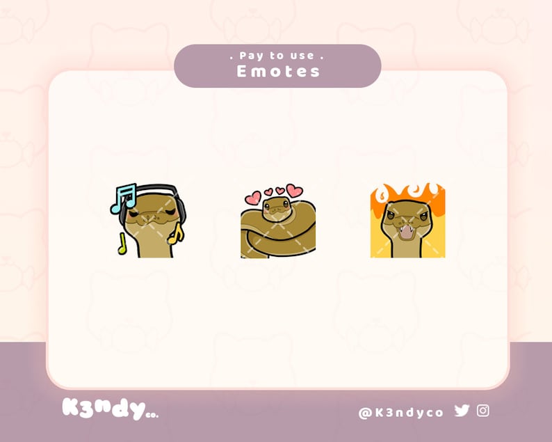 Twitch Emotes | Snake 3-pack Cute Animal | Animal Snake Cute Kawaii ...