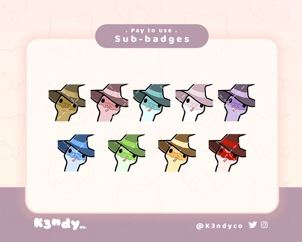 Twitch Sub/bit Badges | Snake With Wizard Witch Hat | Magical Snake ...