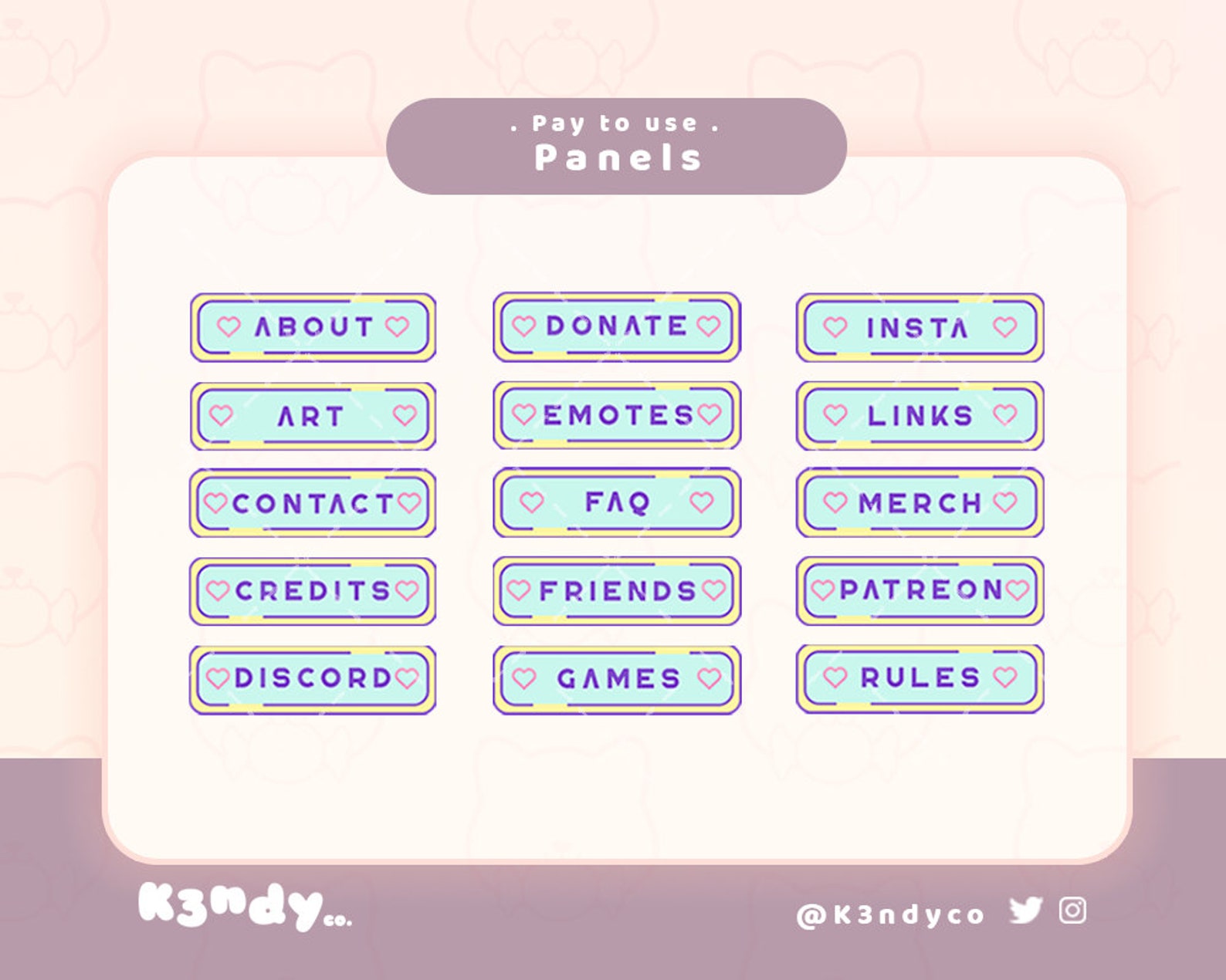 Twitch Panels | Cute Bright Info Panels | Twitch Stream Info Panels - Etsy