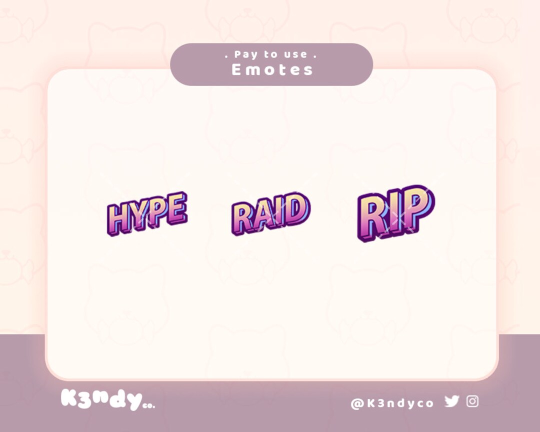 Twitch emotes / Simple Purple Word Emotes Hype Raid RIP / - Etsy España