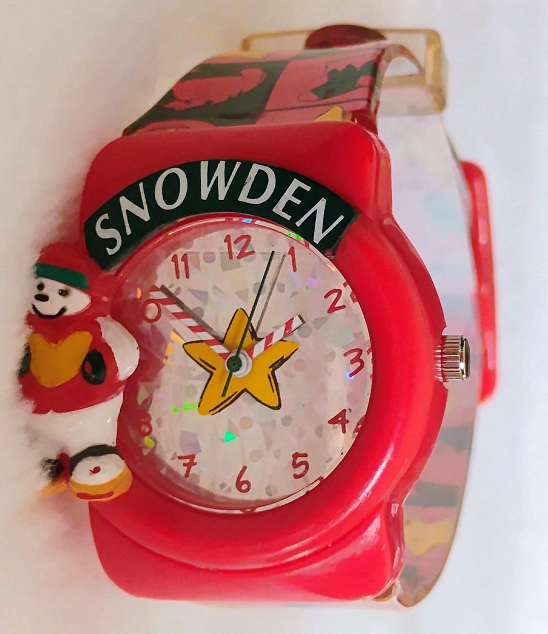 Vintage Snowden Christmas Watch 1998 Snowman Red Green Gold Tone - Etsy