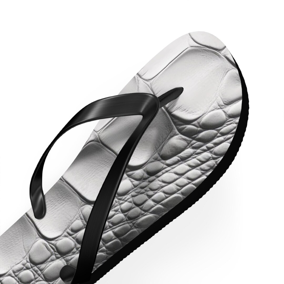 Stylish Womens White Gator Skin Print Flip Flops for Summer Fun at the ...