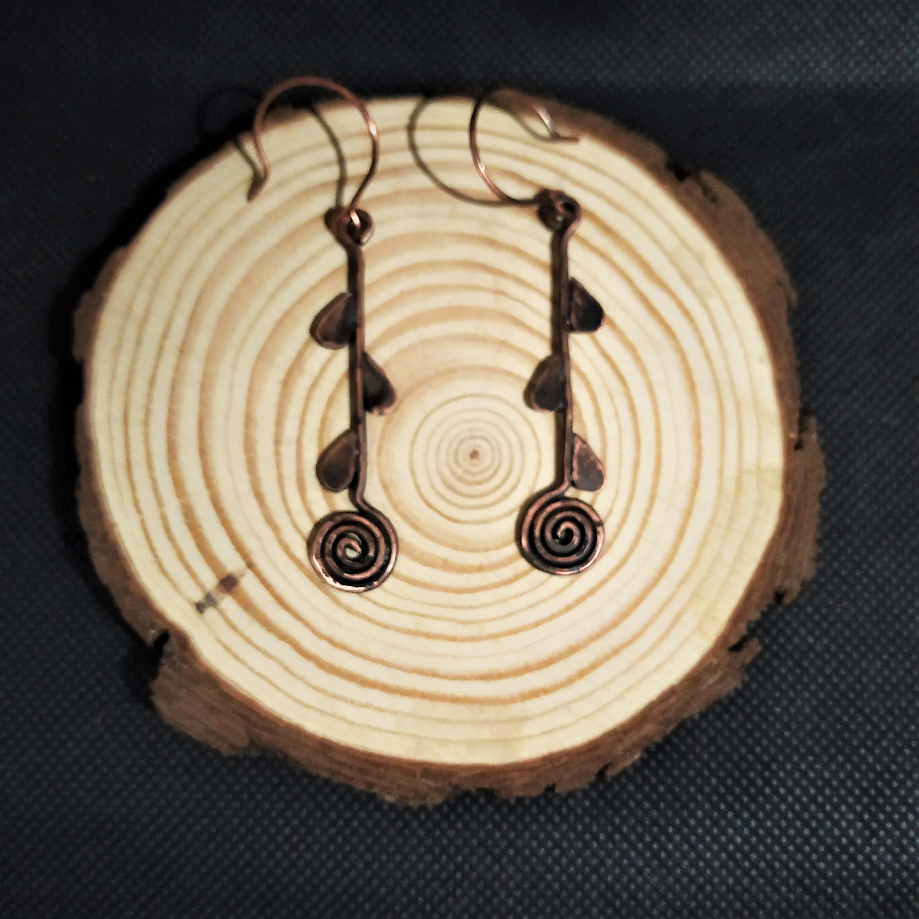 Spiral Copper Earrings Long Drop Copper Earrings Handmade - Etsy