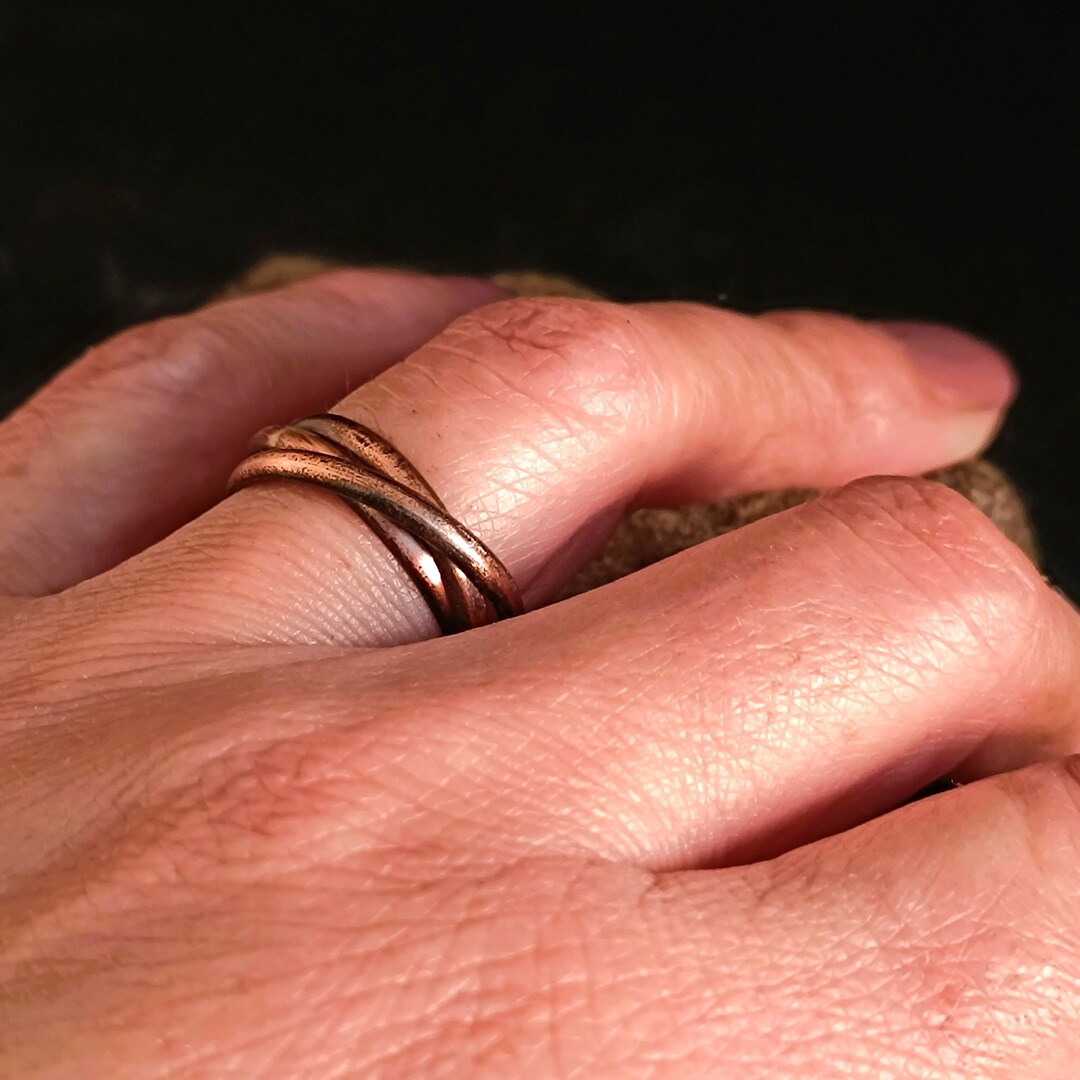 Fidget Ring, Anxiety Ring, Triple Interlocking Ring, Copper Rolling Ring, Trinity Ring, Pure ...