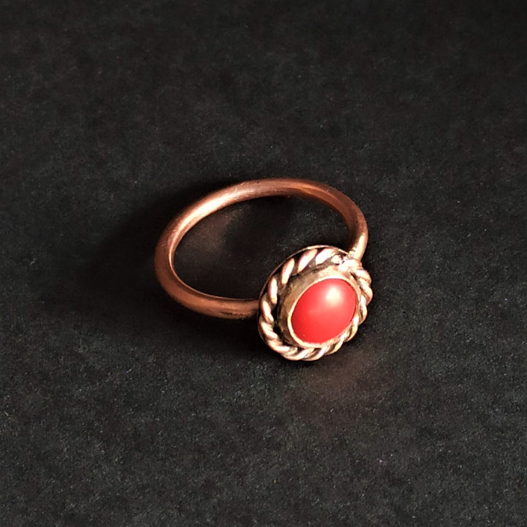 Pure Copper Ring, Faux Coral Ring, Handmade Ring, Copper Ring, Gift ...