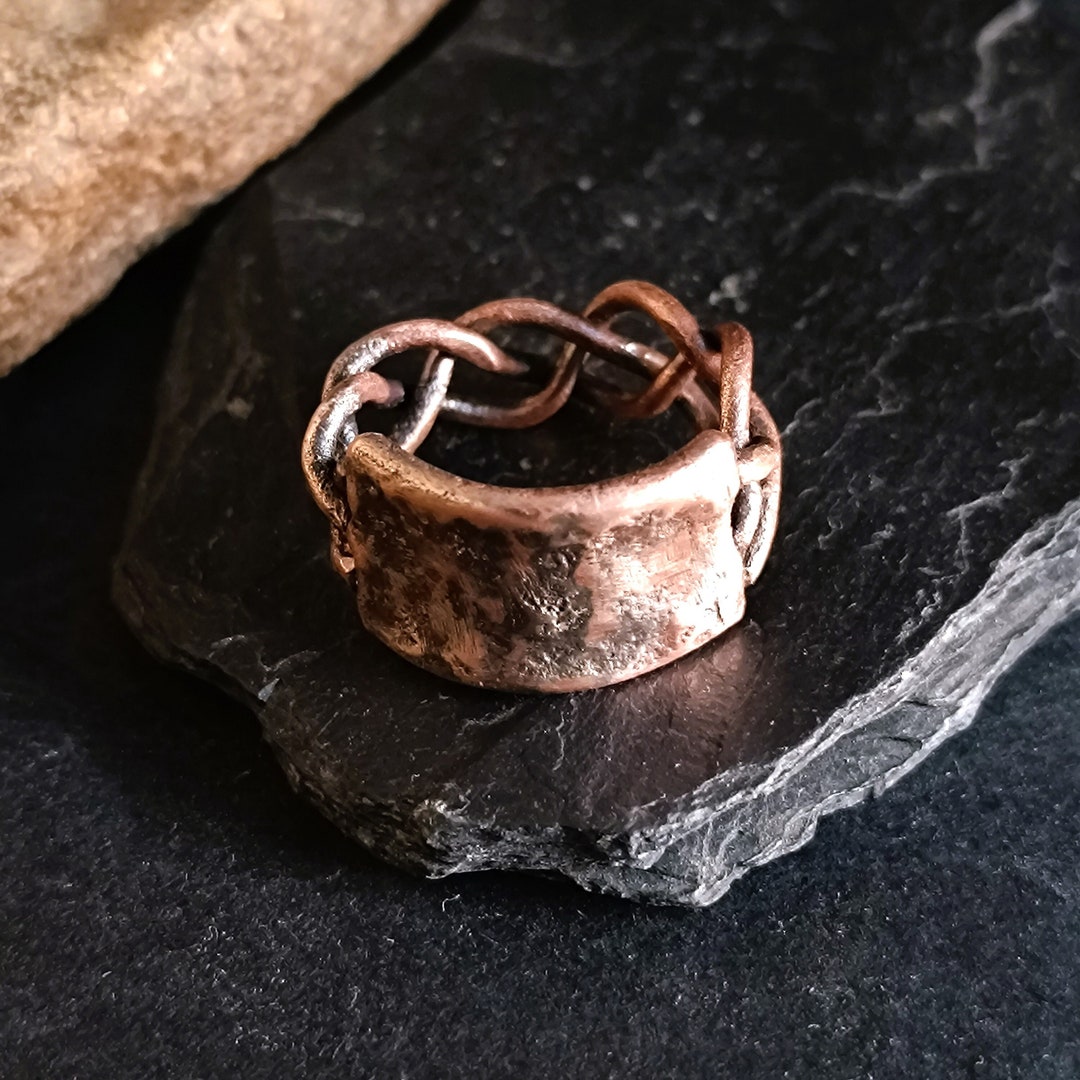 Rustic Copper Ring, Viking Style Jewelry, Hammered Copper Ring, 7th ...