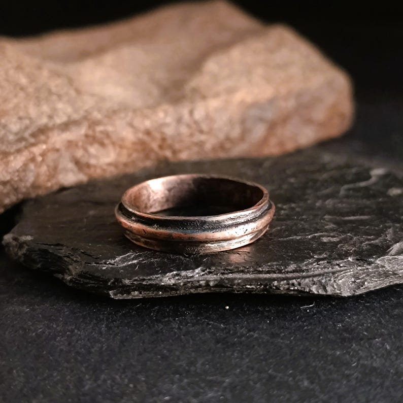 Men's Copper Ring, Pure Copper Ring, Hammered Copper Ring, 7th ...