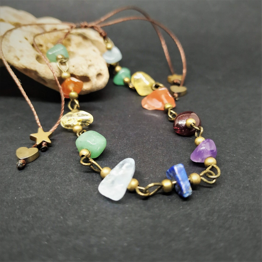 Gemstone Anklet, Gem Anklet, Handmade Ankle Bracelet, Adjustable Anklet ...