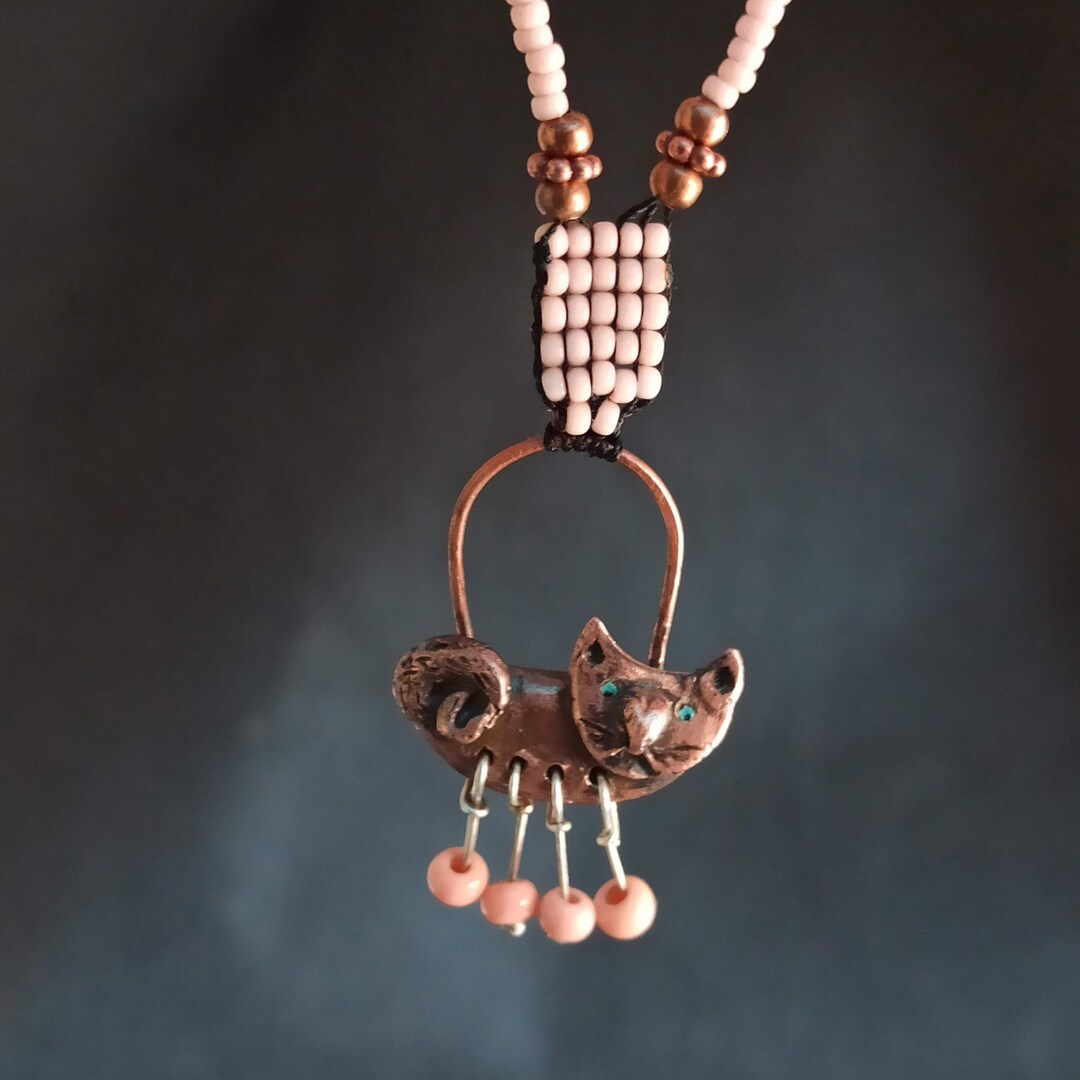Tiny Cat Necklace, Copper Cat Necklace, Small Cat Pendant, Cat Jewelry ...