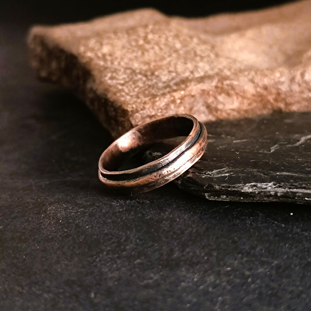 Men's Copper Ring, Pure Copper Ring, Hammered Copper Ring, 7th ...