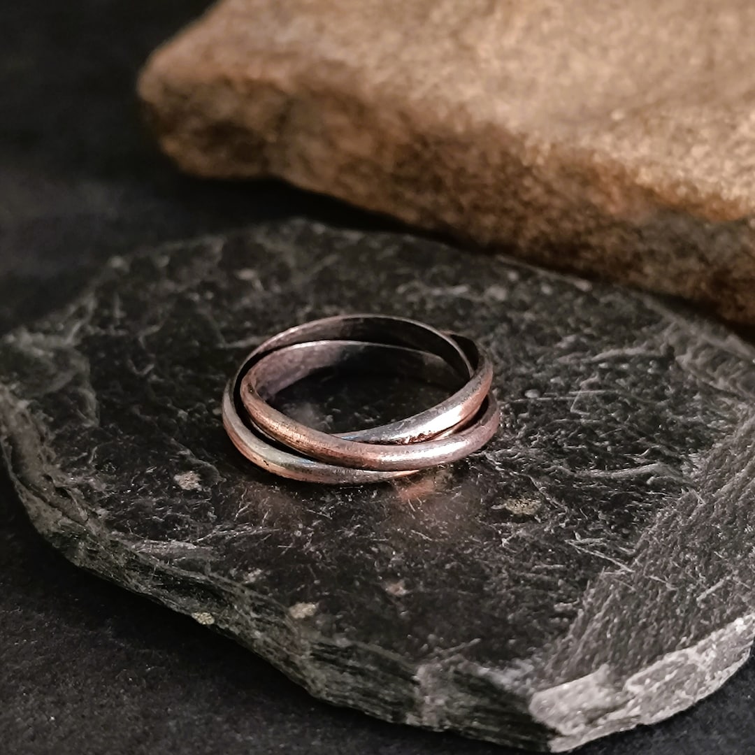 Triple Interlocking Ring, Copper Rolling Ring, Trinity Ring, Pure Copper Ring, Interlocking ...