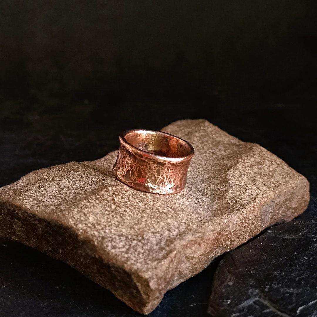 Wide Copper Ring, Mens Copper Ring, Hammered Copper Ring, Viking Style ...